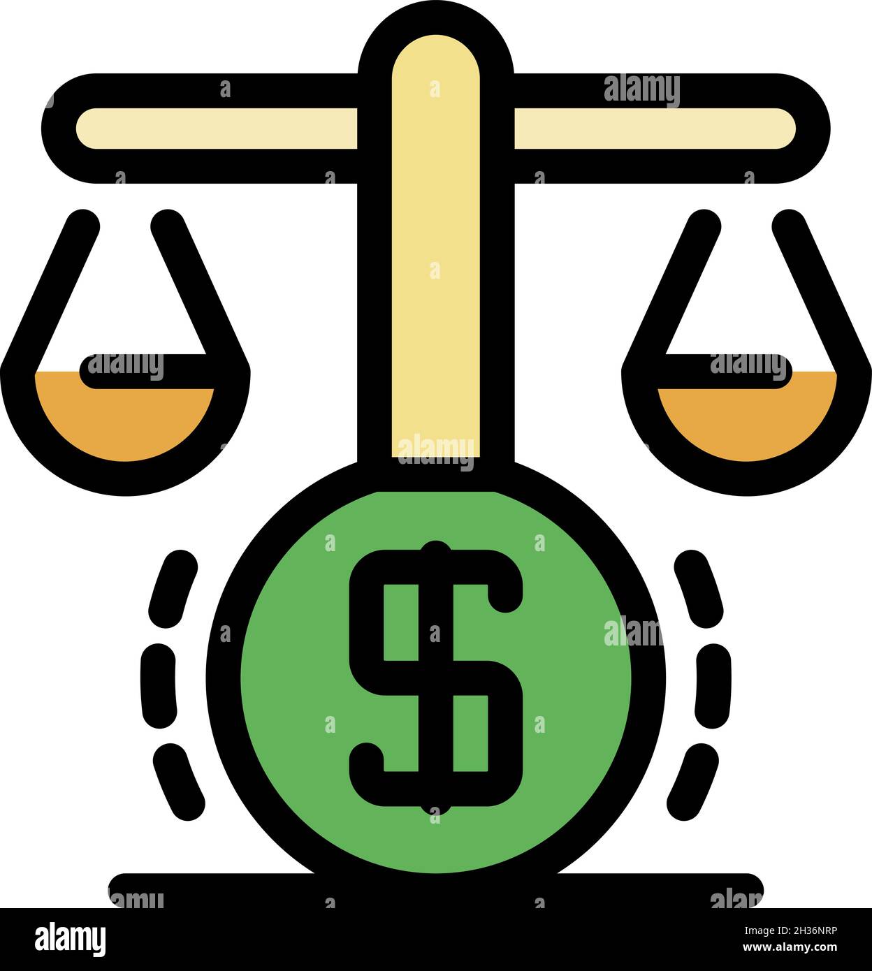 Scales and dollar icon. Outline scales and dollar vector icon color ...