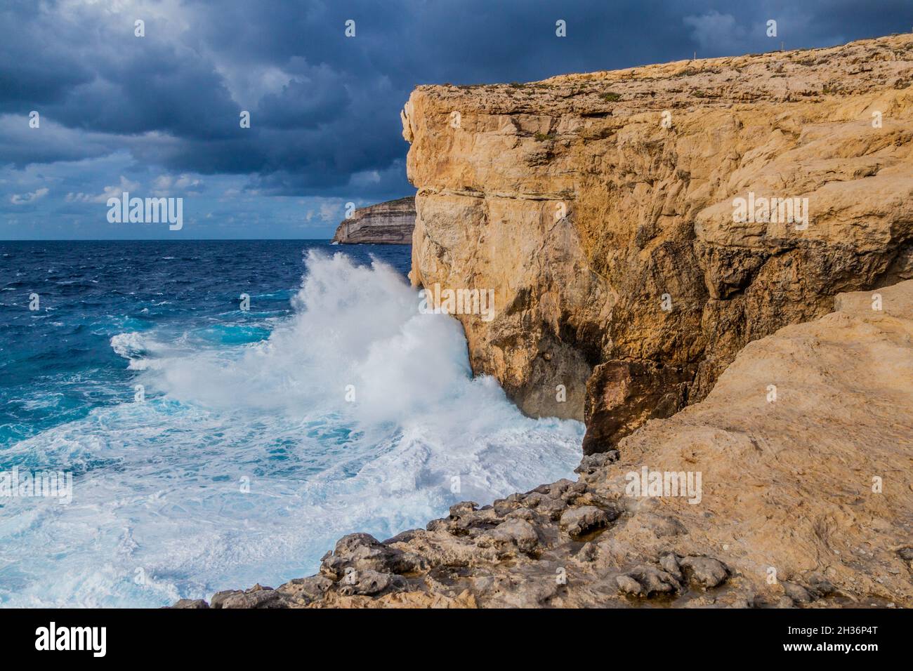 Cliffs of Dwejra, location of the collapsed Azure Window on the island ...