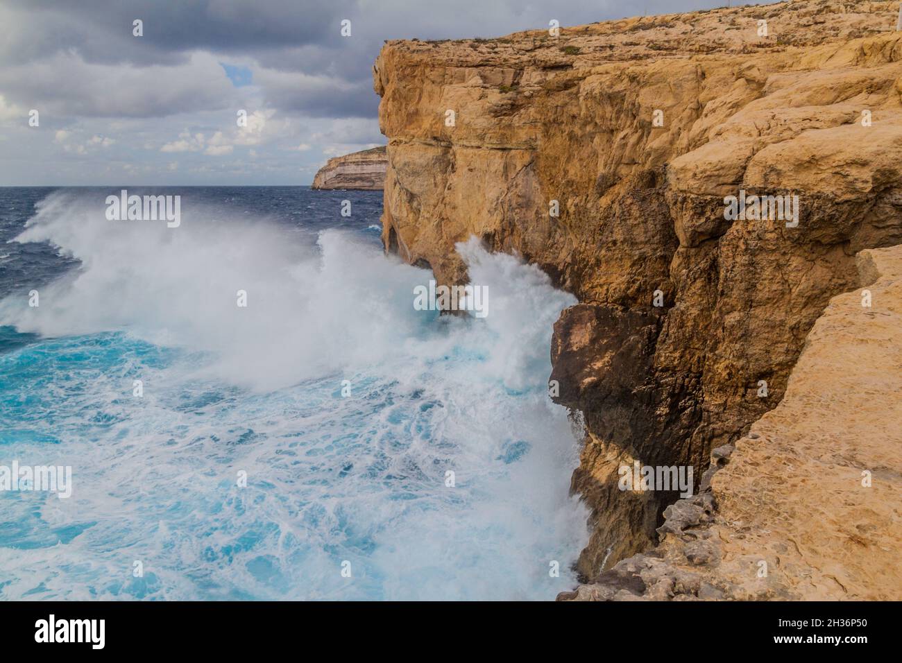 Cliffs of Dwejra, location of the collapsed Azure Window on the island ...