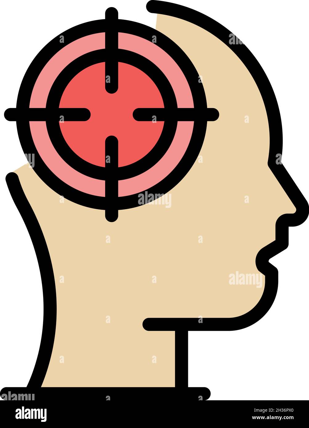 Head task target icon. Outline head task target vector icon color flat ...