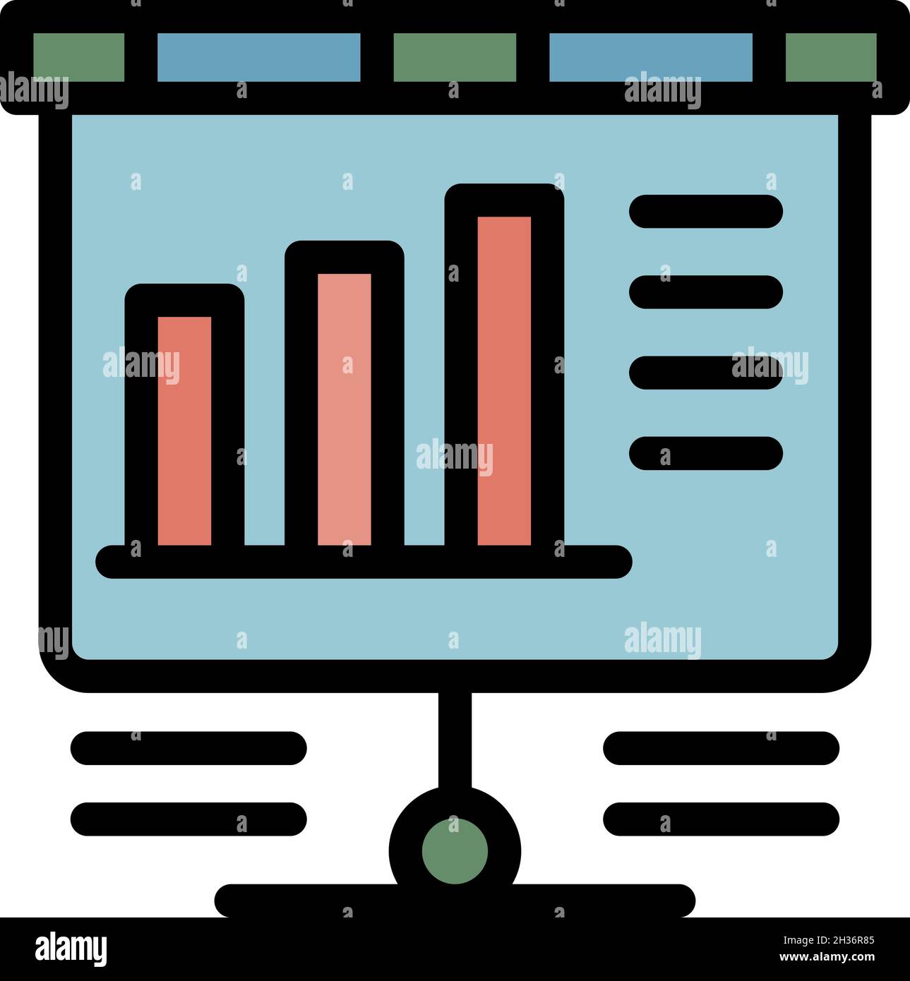 Banner graph chart icon. Outline banner graph chart vector icon color ...