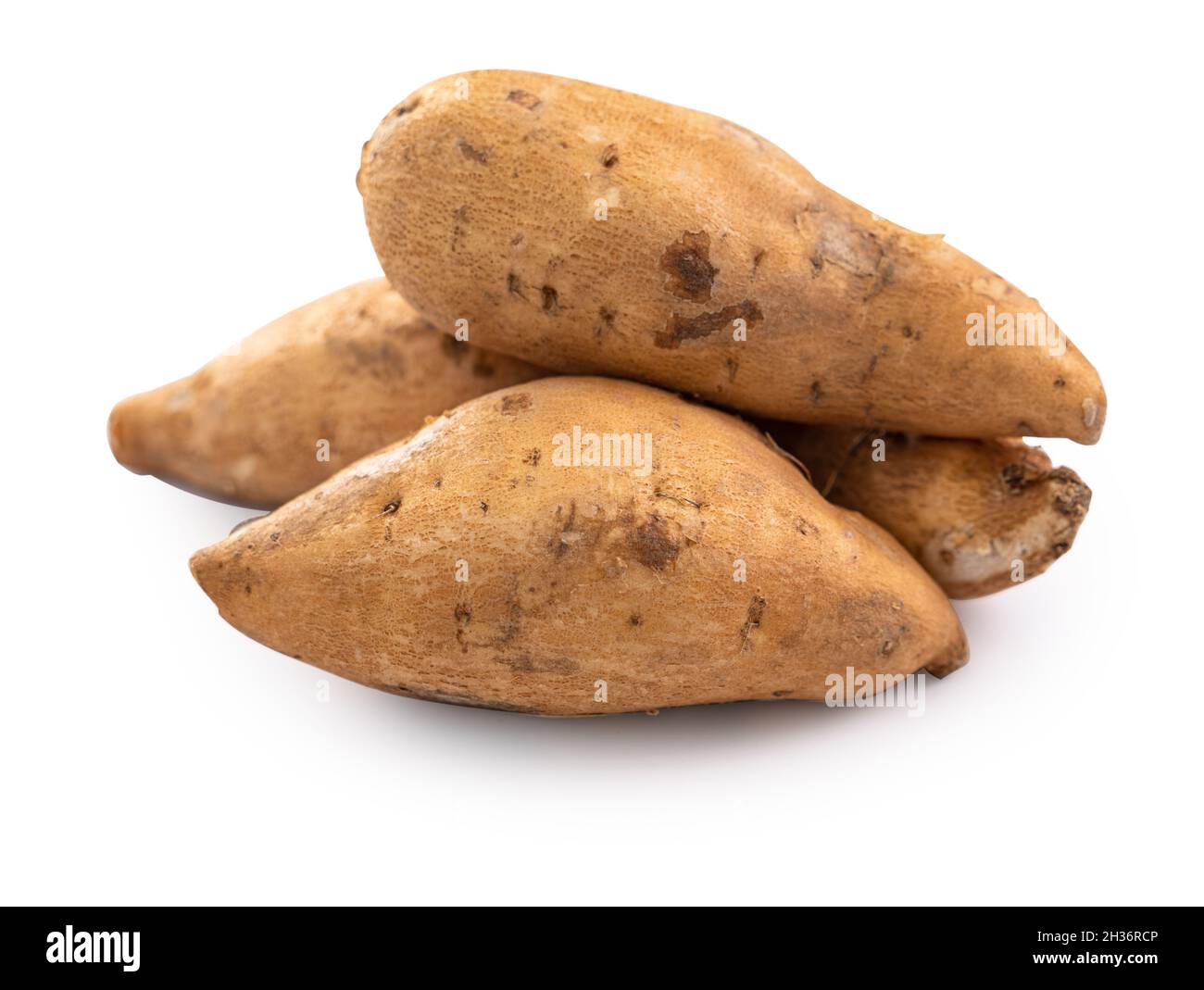 Raw sweet potato yam isolated on white table background, clipping path ...