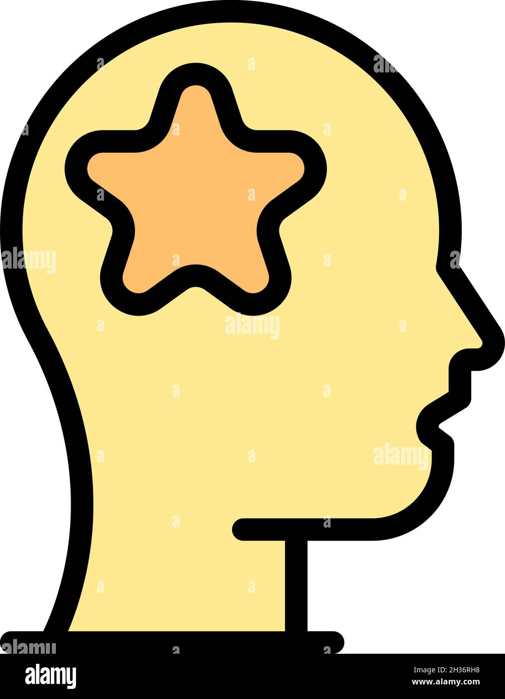Star in the head icon. Outline star in the head vector icon color flat ...