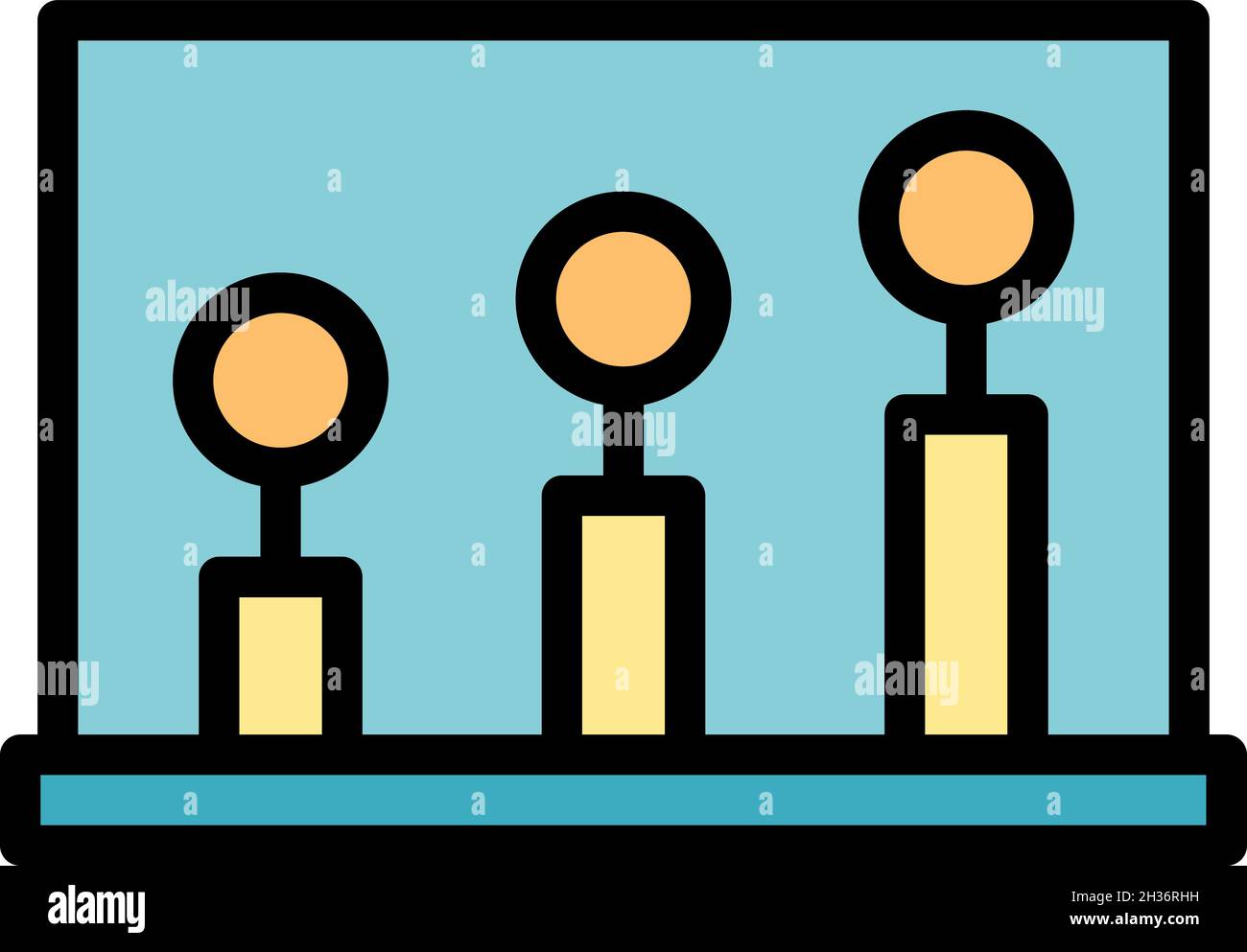 Graph with rounds icon. Outline graph with rounds vector icon color ...
