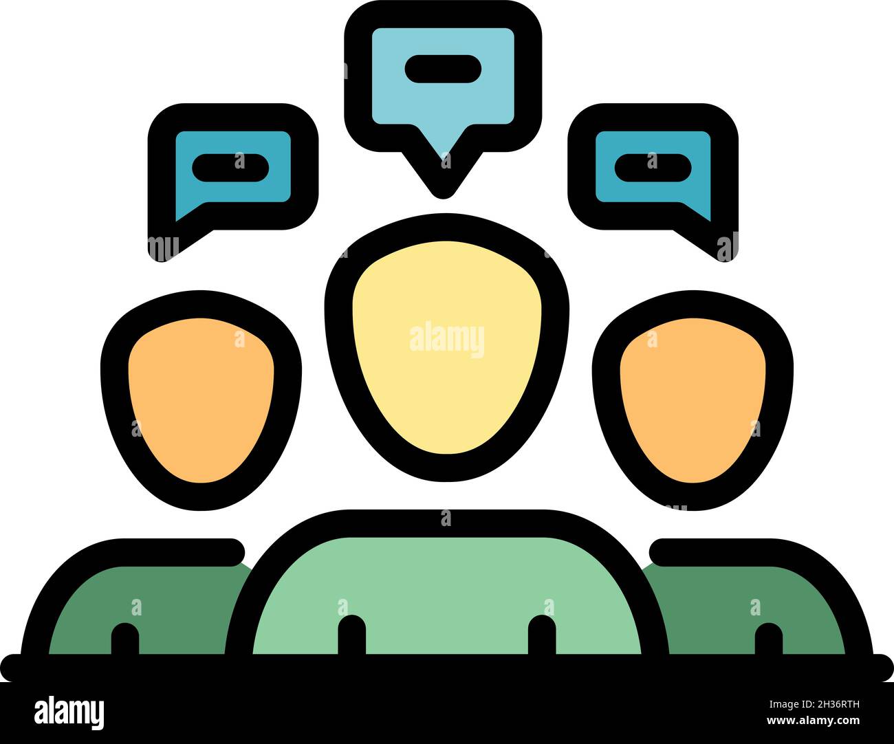 Three admins think icon. Outline three admins think vector icon color ...