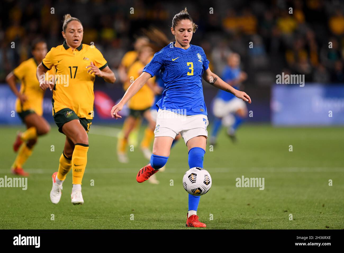 Sydney, Australia, 26 October, 2021. Erika of Brazil kicks the ball ...