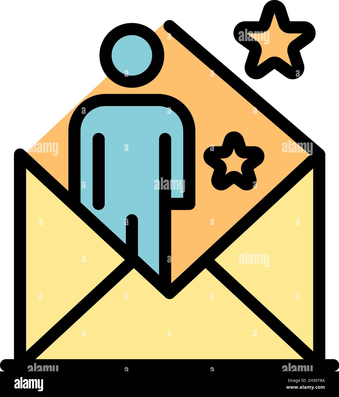 Man in an envelope icon. Outline man in an envelope vector icon color ...