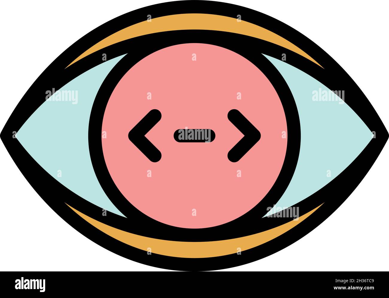 Code in the eye icon. Outline code in the eye vector icon color flat ...