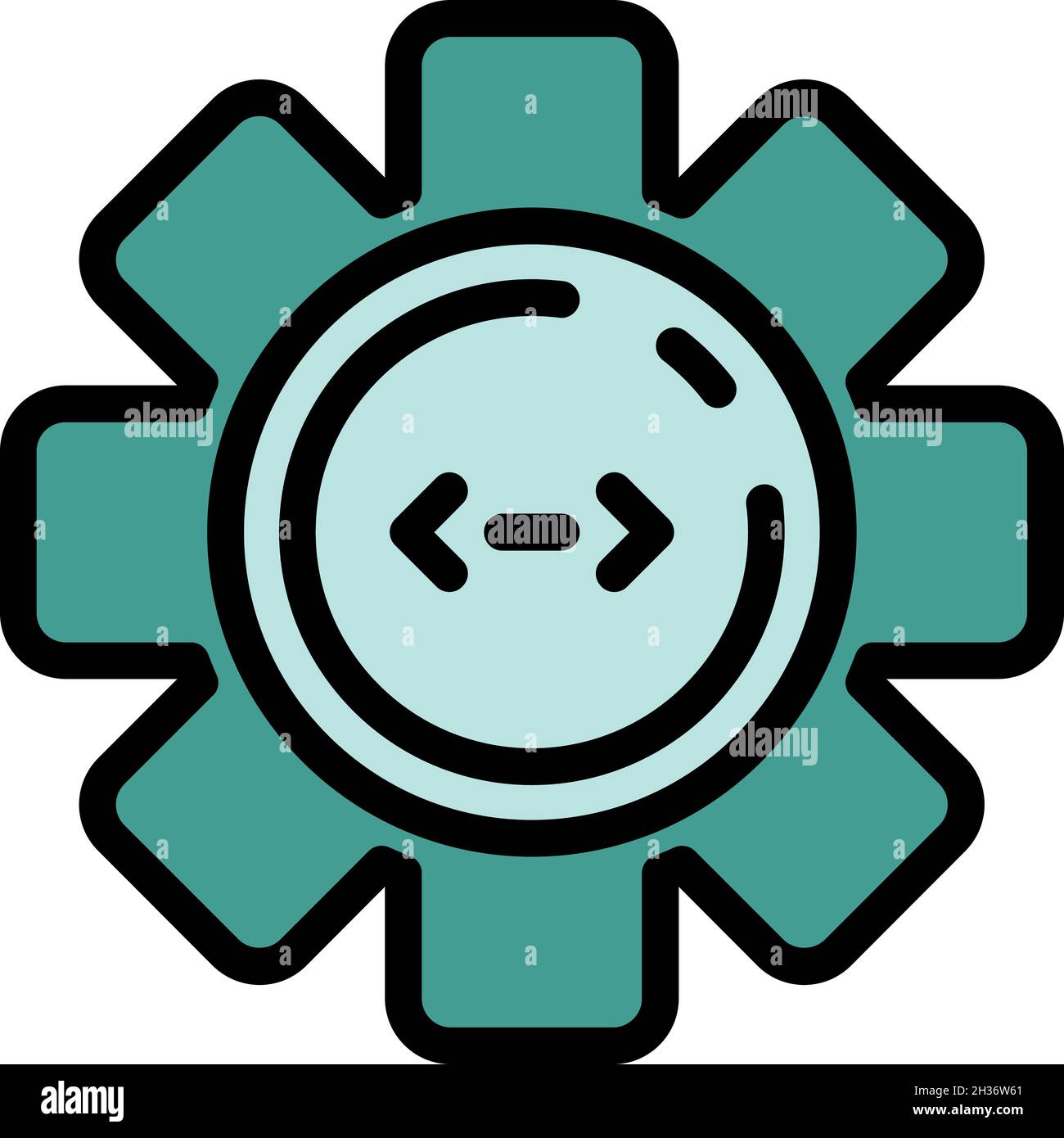 Code in circle cogwheel icon. Outline code in circle cogwheel vector ...