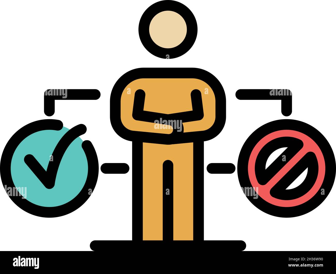 Man and choice yes no icon. Outline man and choice yes no vector icon ...