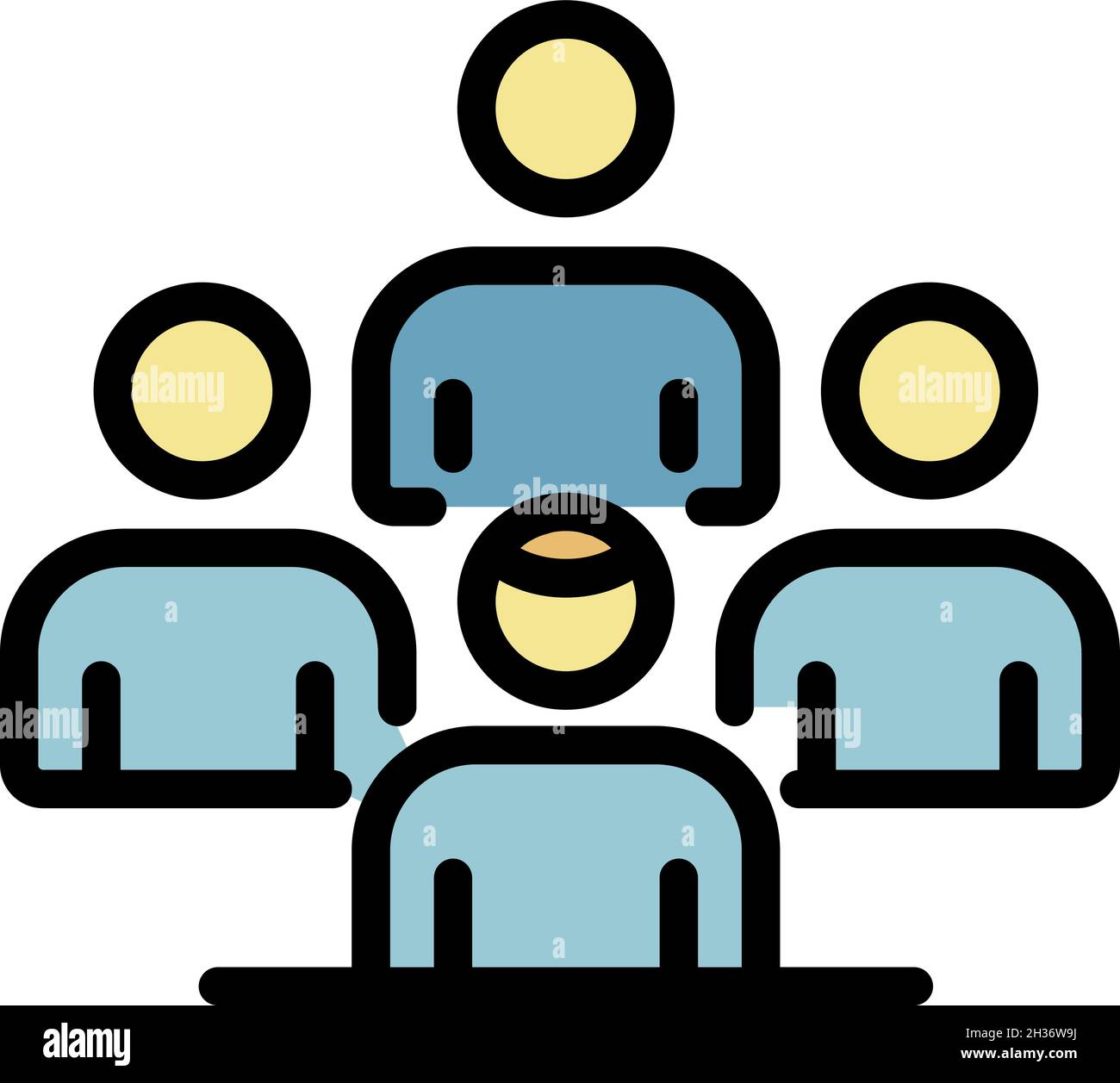 Group of tourists icon. Outline group of tourists vector icon color ...