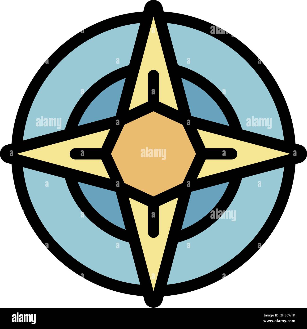 Wind rose icon. Outline wind rose vector icon color flat isolated Stock ...