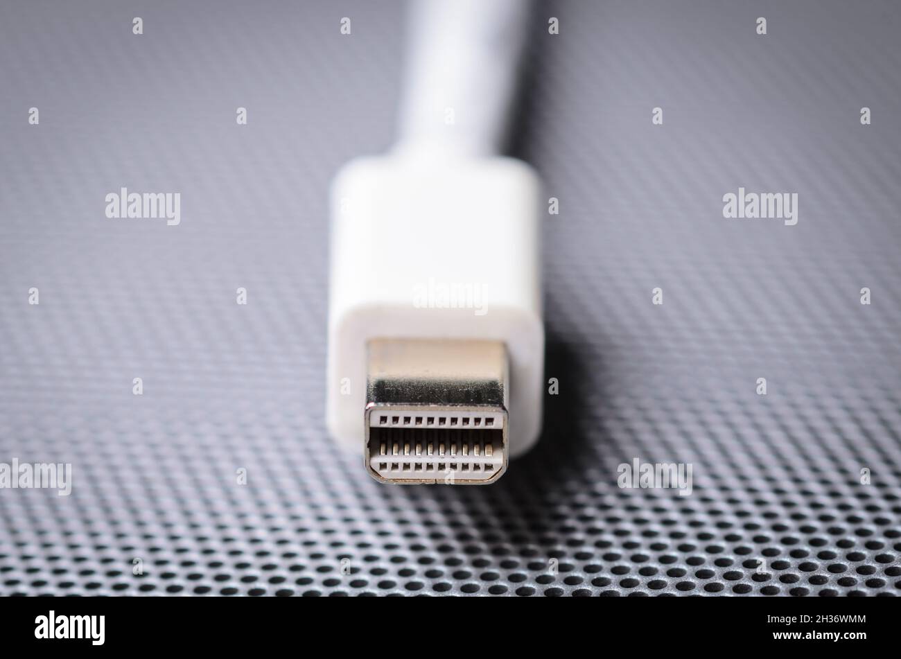 Close-up of Mini DisplayPort Connector on metallic mesh perforated ...