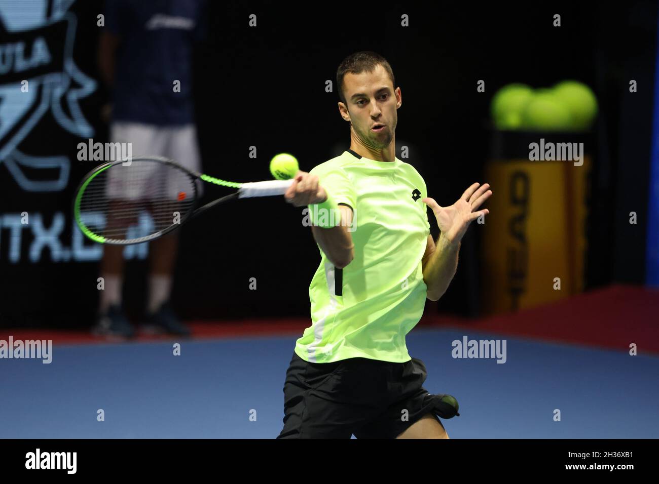 Saint Petersburg, Russia - 26 october 2021: Tennis. Laslo Djere plays ...