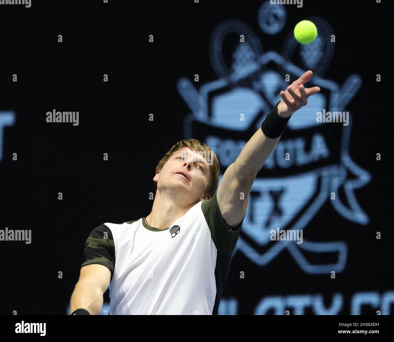 Saint Petersburg, Russia - 26 october 2021: Tennis. Laslo Djere plays ...