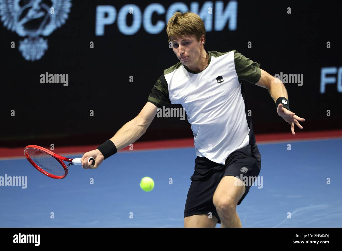 Saint Petersburg, Russia - 26 october 2021: Tennis. Laslo Djere plays ...