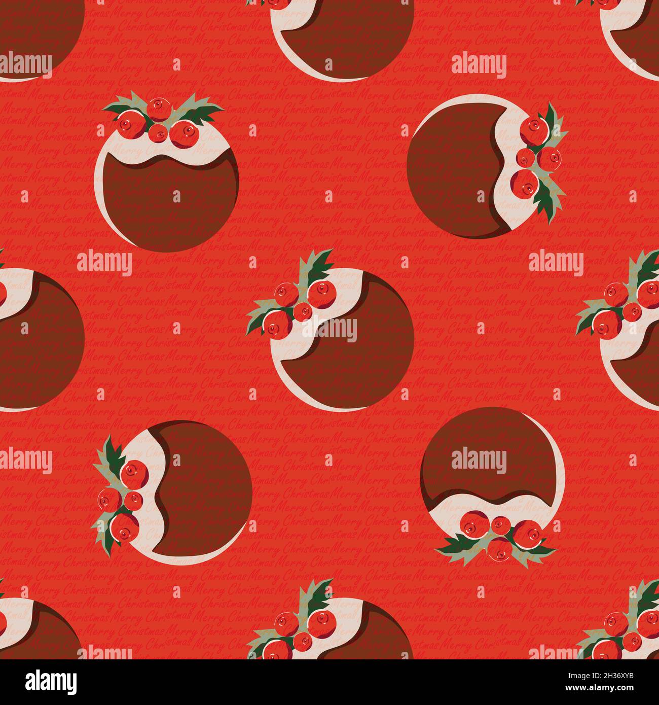 Christmas Pudding seamless vector pattern background. Festive backdrop ...
