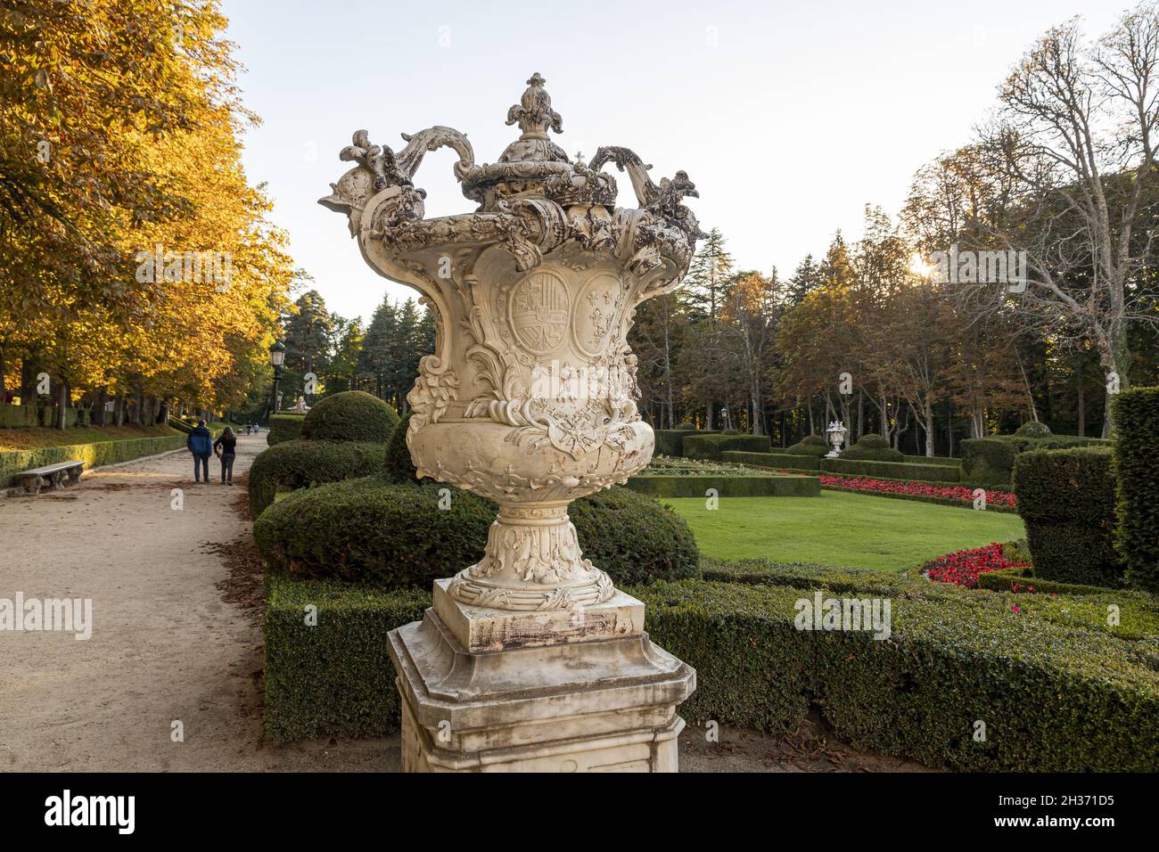 Closeup of statues in the garden of Royal Palace of La Granja de San ...