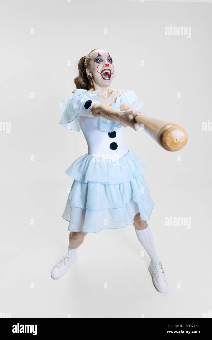 Halloween spooky theme. Portrait of beautiful artistic girl in ...