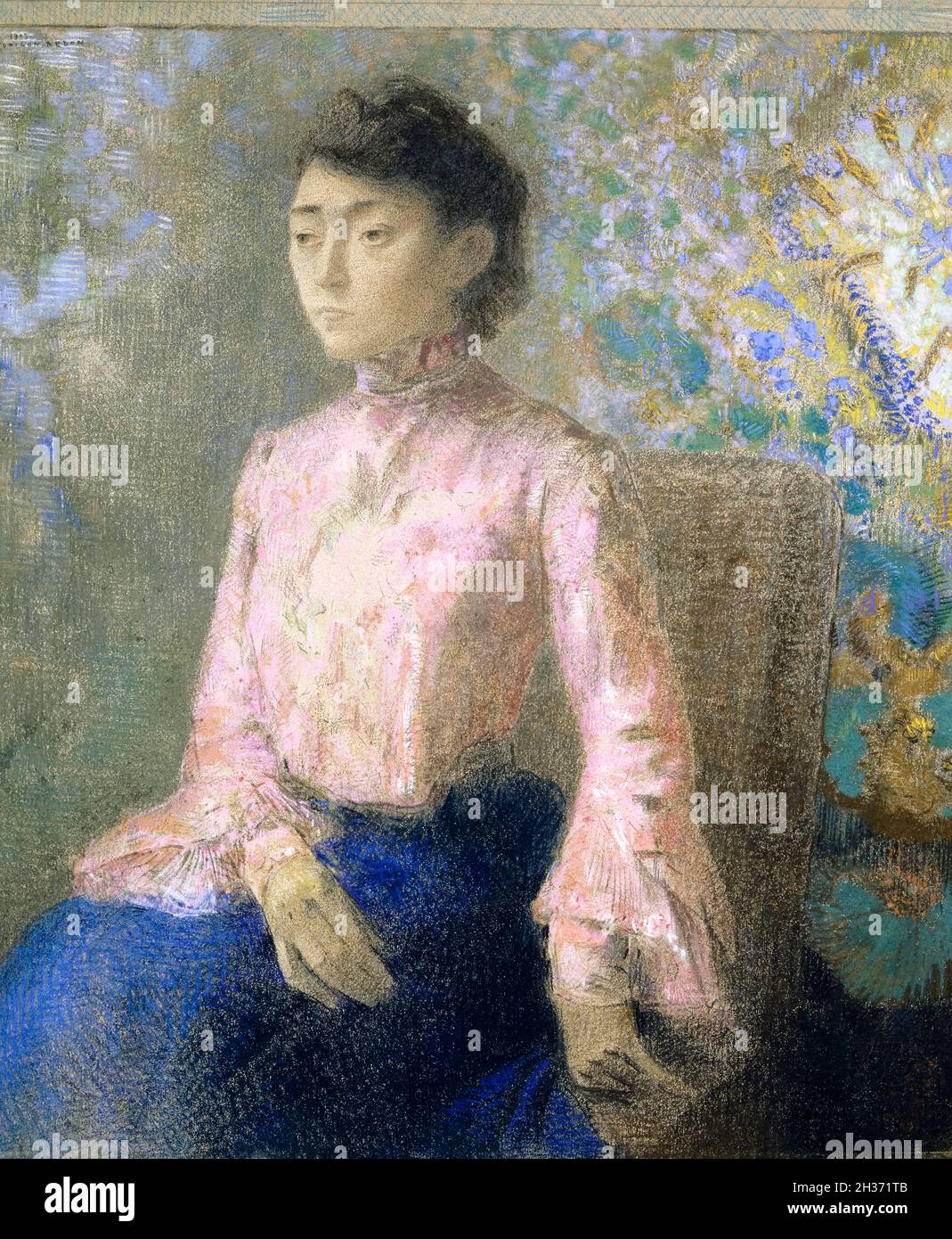 Miss Jeanne Chaîne, portrait drawing by Odilon Redon, 1903 Stock Photo ...