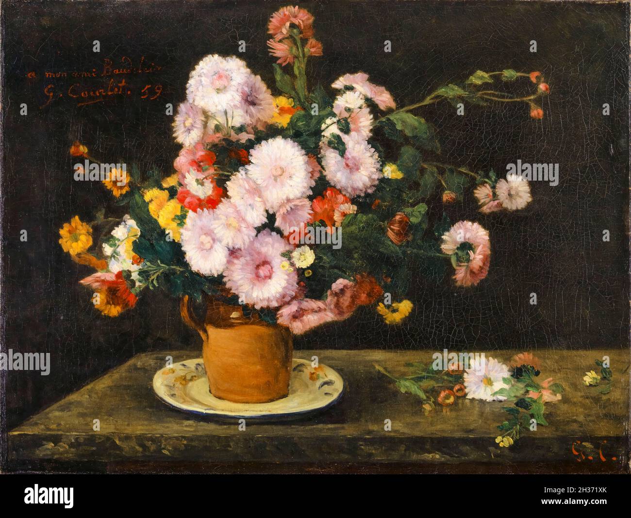 Gustave Courbet, Bouquet of Asters, still life painting, 1859 Stock ...
