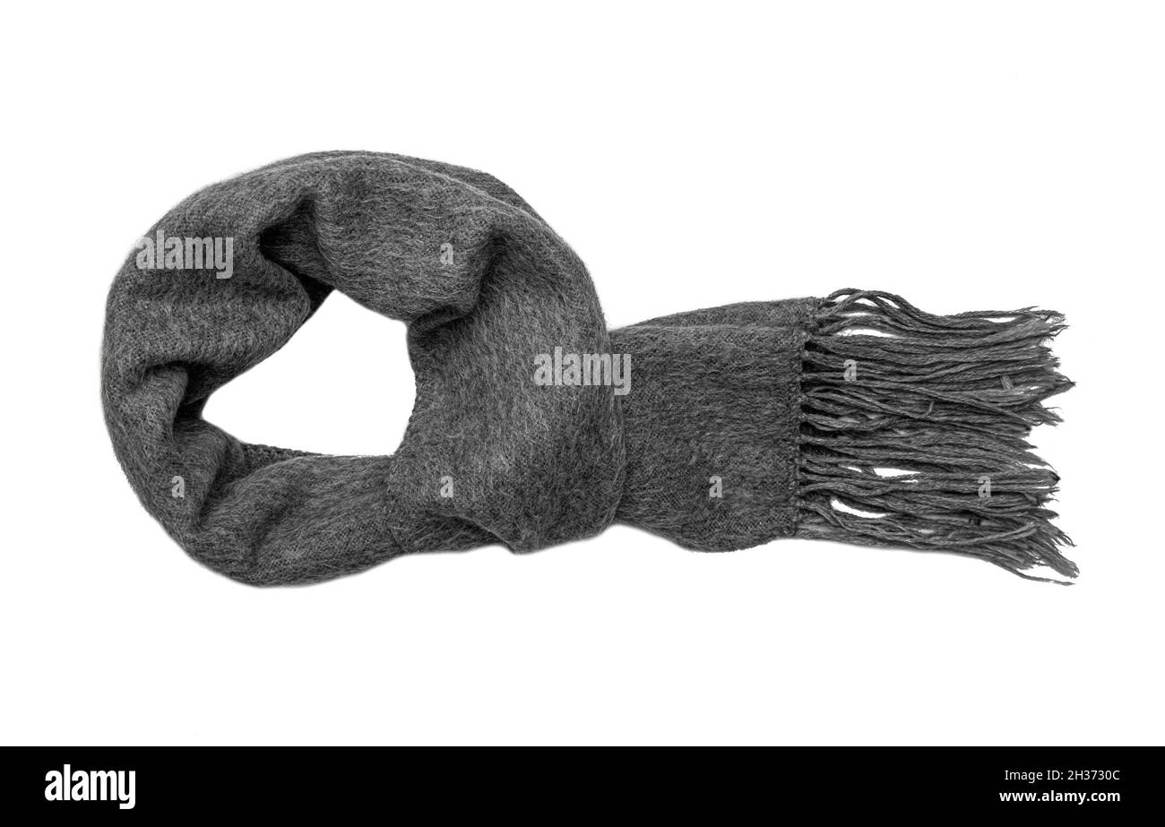 Warm winter scarf on a white background Stock Photo - Alamy