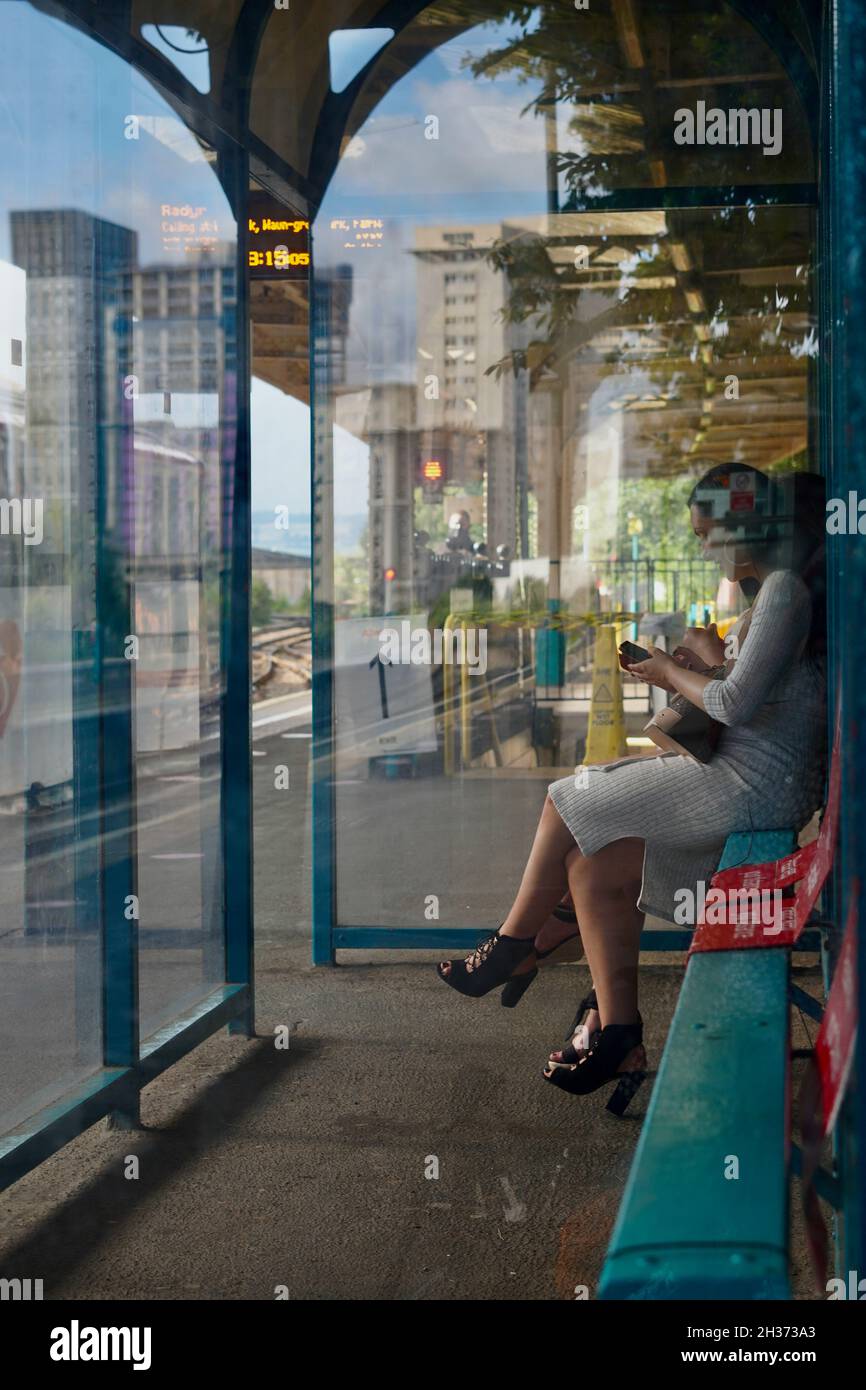 Cardiff, Wales - August 20 2021: Protective face masks are still ...