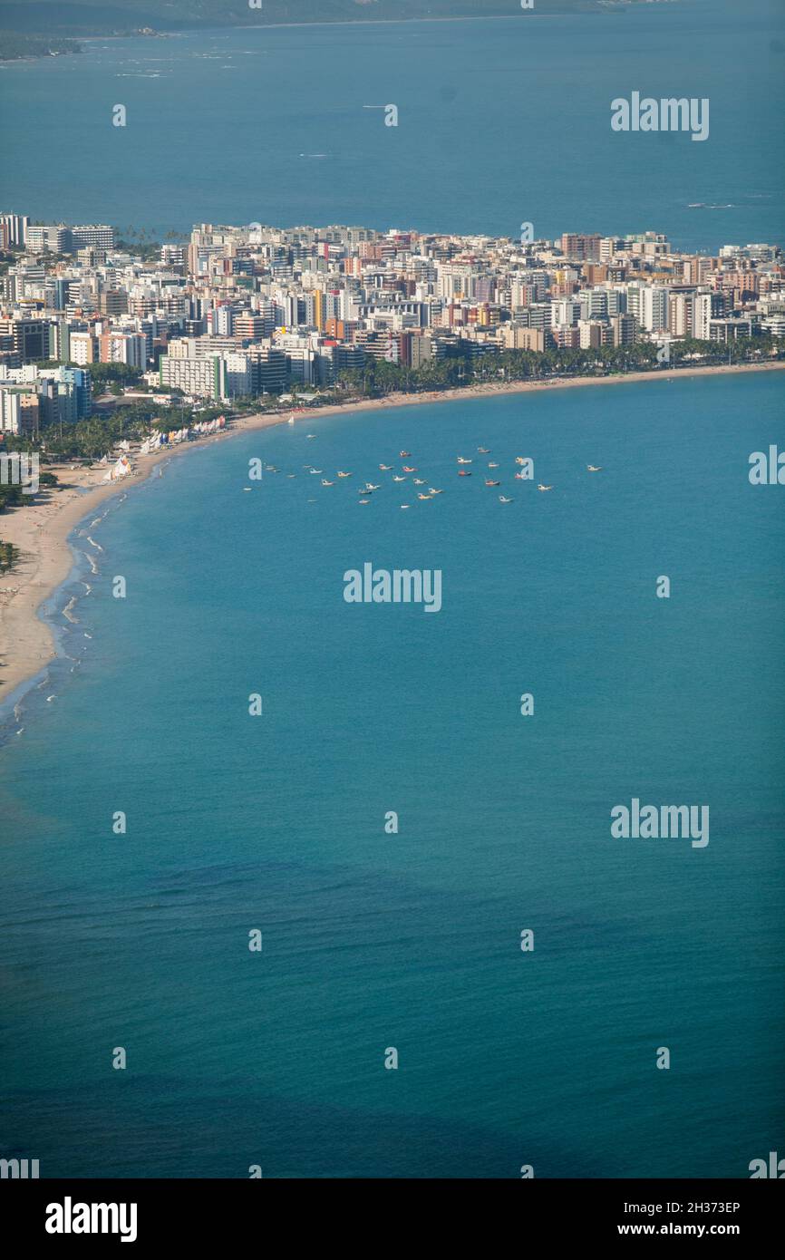Aerial view of beaches in Maceio, Alagoas, Northeast region of Brazil ...