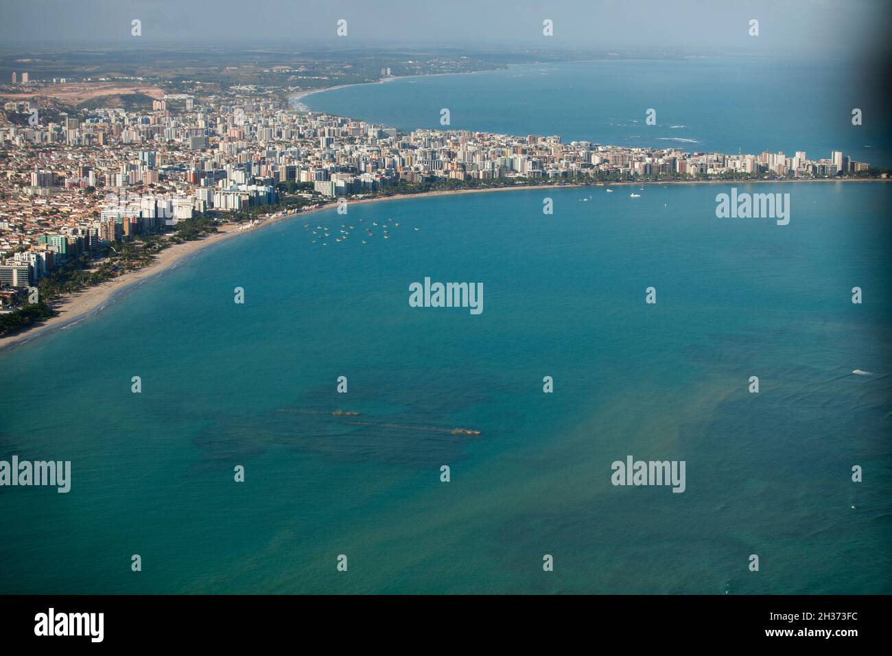 Aerial view of beaches in Maceio, Alagoas, Northeast region of Brazil ...