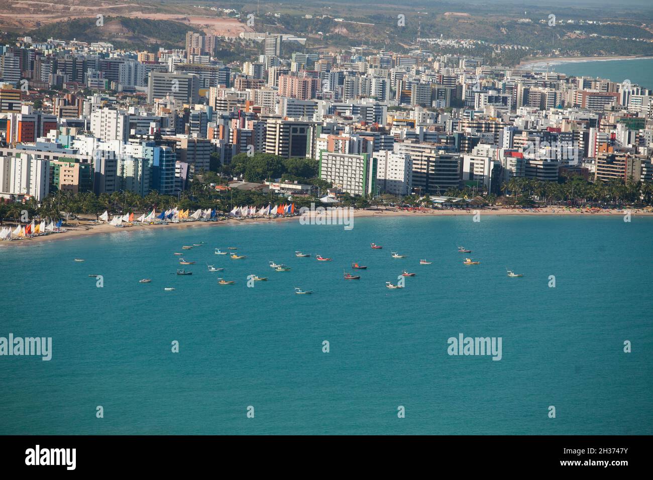 Aerial view of beaches in Maceio, Alagoas, Northeast region of Brazil ...