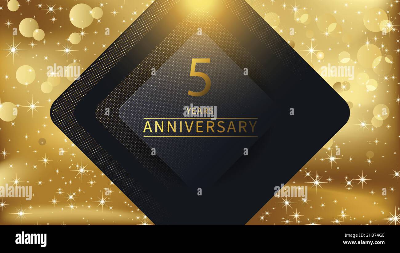 5 years anniversary golden template for celebration event. Vector ...