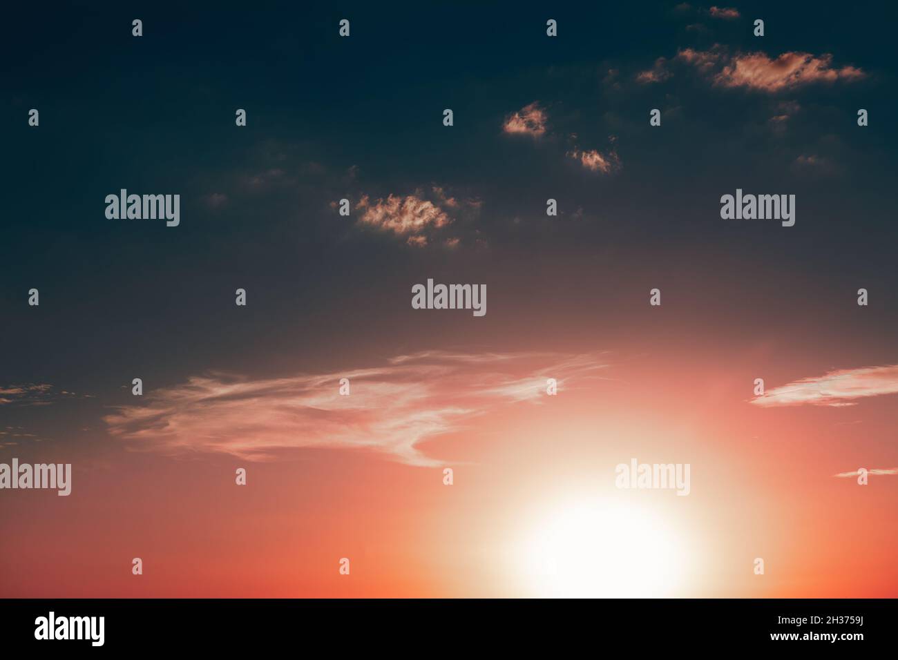 Gradient blue and red sky with sunset . Colorful evening heaven Stock ...