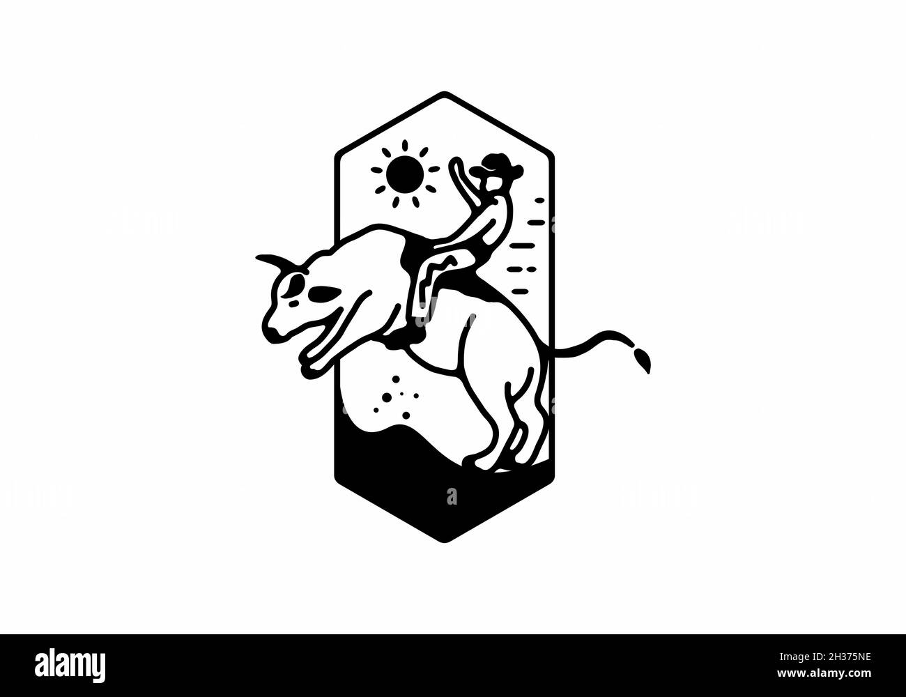 Wild Rodeo line art illustration design Stock Vector Image & Art - Alamy