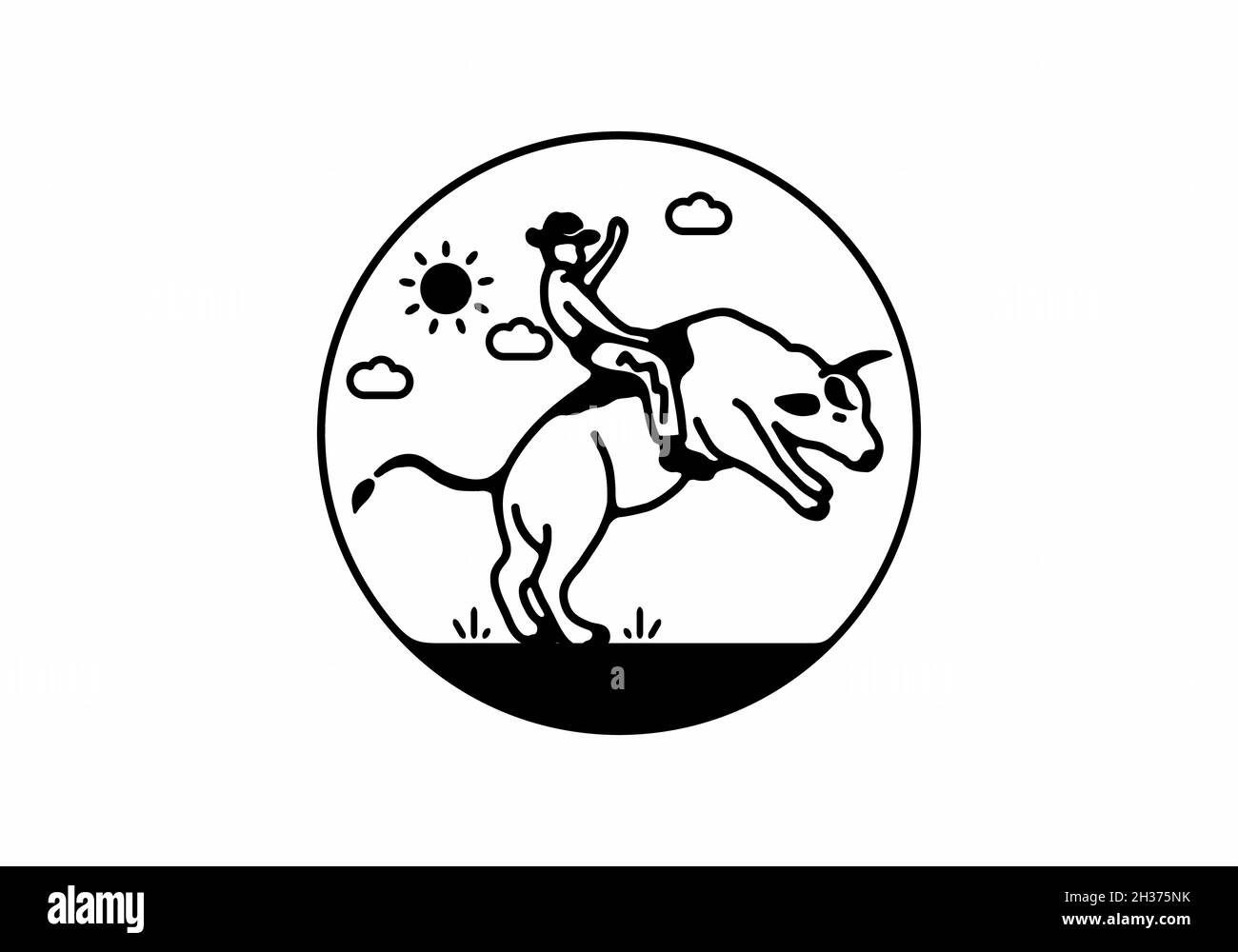 Wild Rodeo line art illustration design Stock Vector Image & Art - Alamy