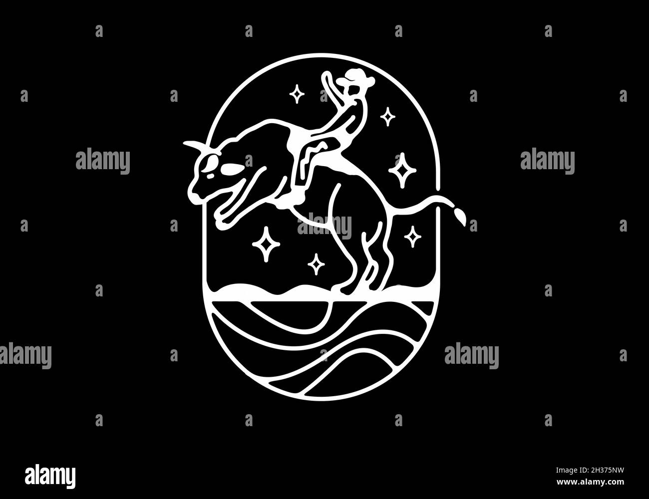 Wild Rodeo line art illustration design Stock Vector Image & Art - Alamy