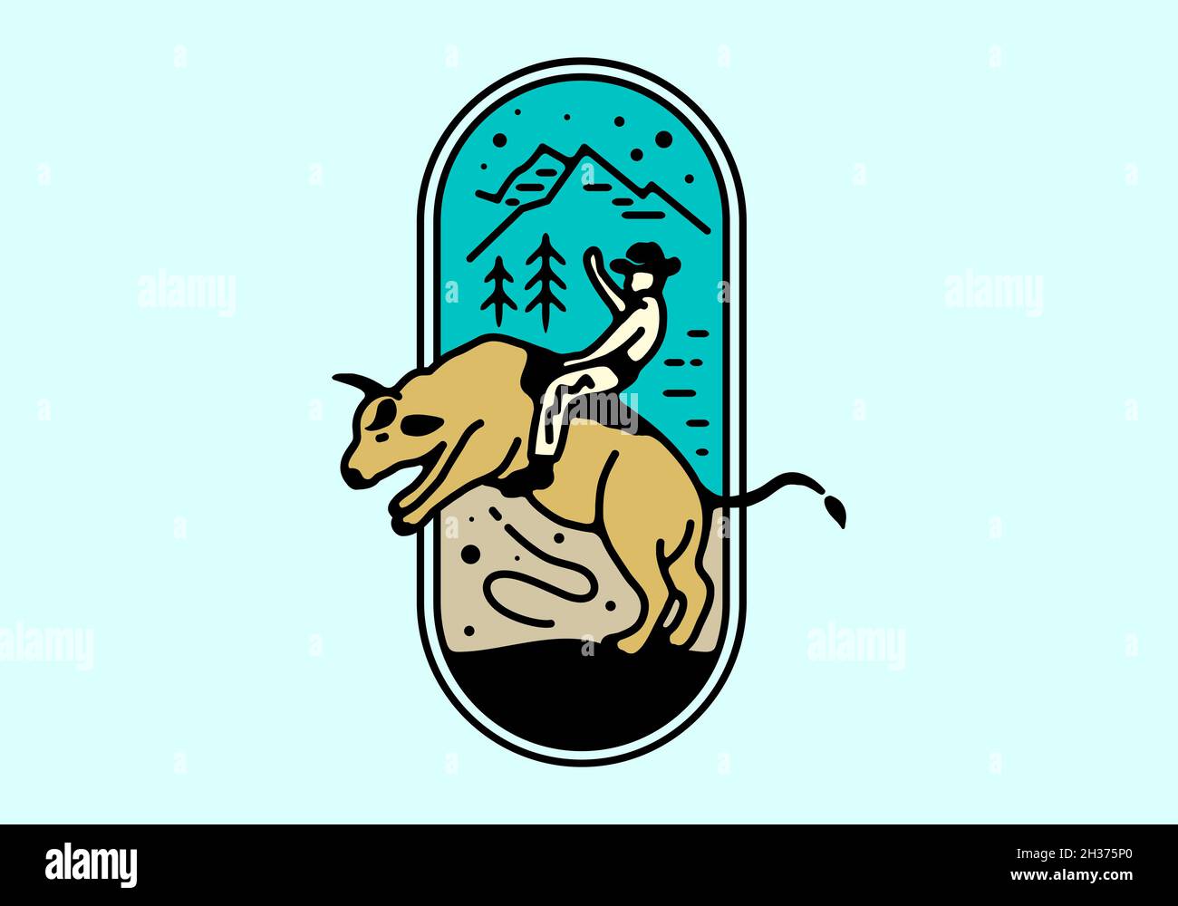 Wild Rodeo line art illustration design Stock Vector Image & Art - Alamy