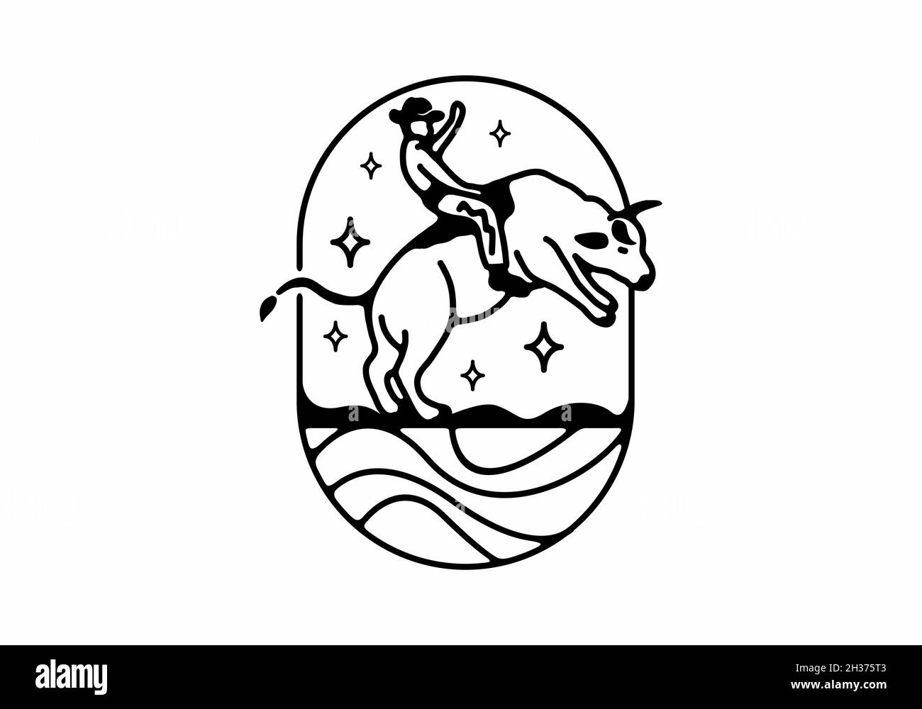 Wild Rodeo line art illustration design Stock Vector Image & Art - Alamy