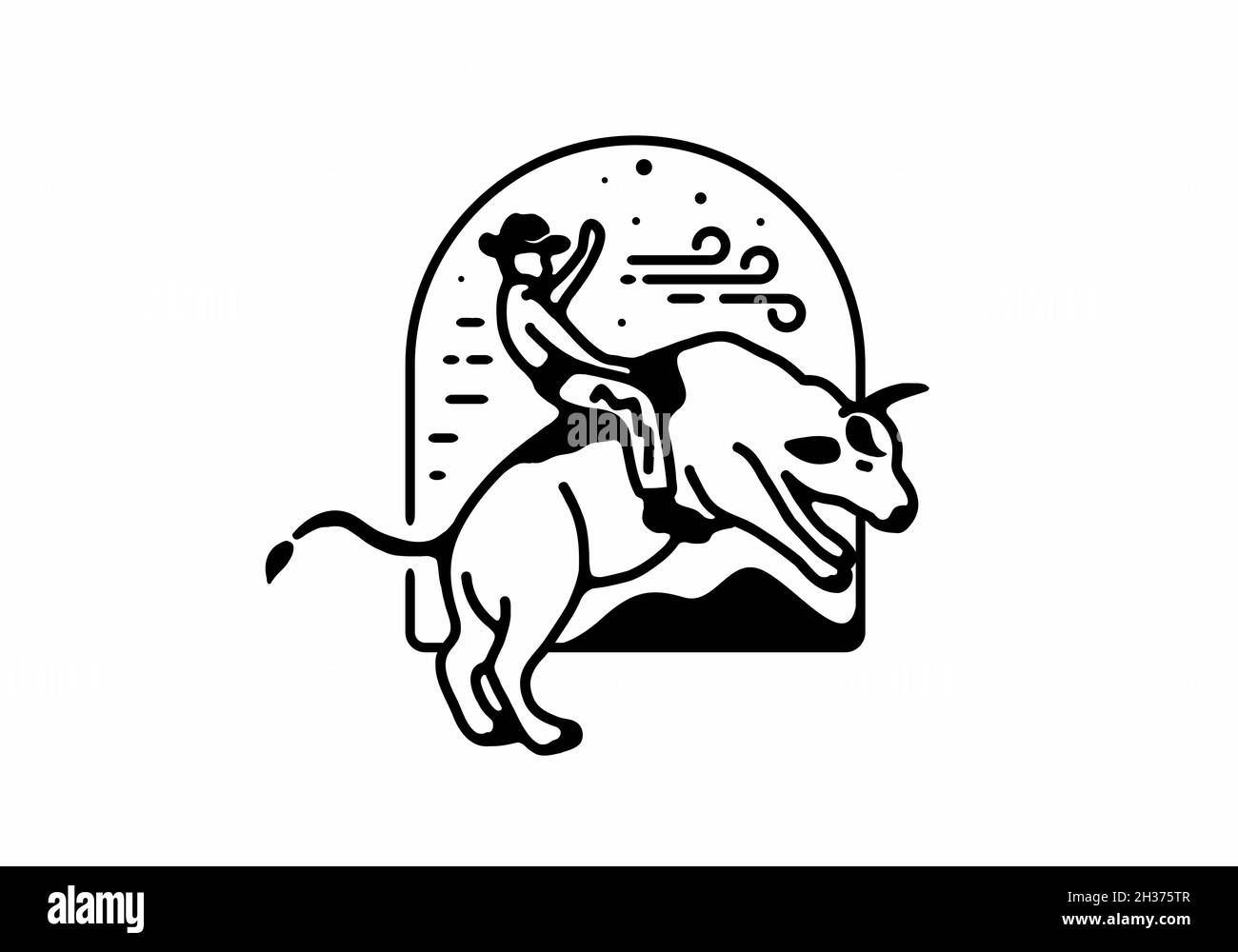 Wild Rodeo line art illustration design Stock Vector Image & Art - Alamy