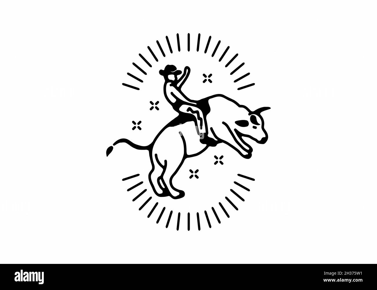 Wild Rodeo line art illustration design Stock Vector Image & Art - Alamy