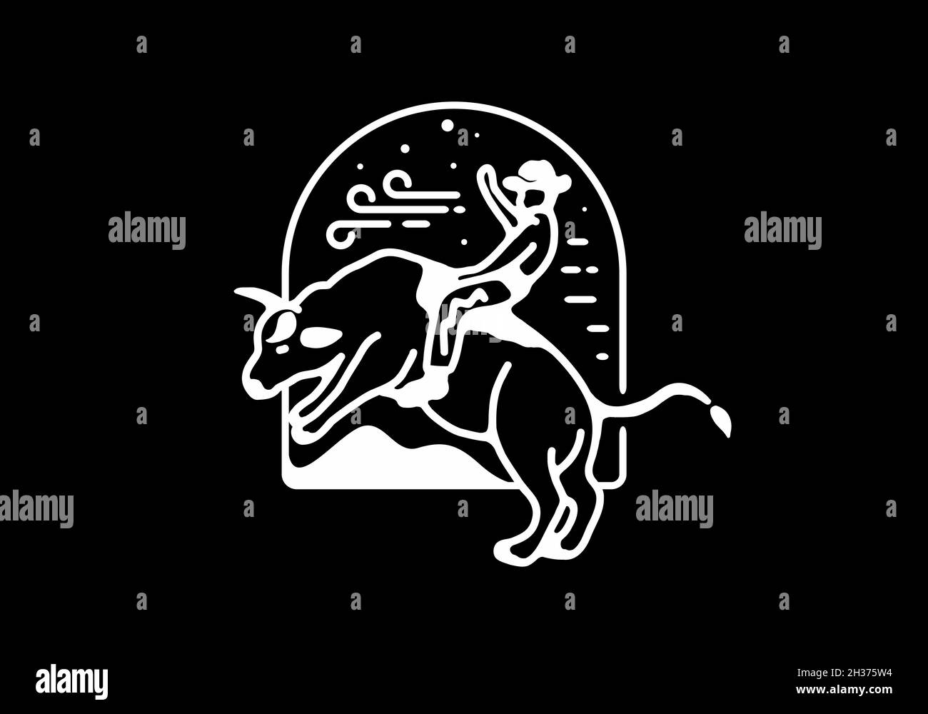 Wild Rodeo line art illustration design Stock Vector Image & Art - Alamy