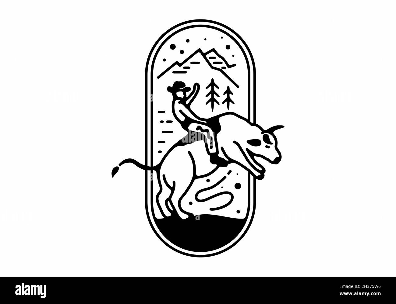 Wild Rodeo line art illustration design Stock Vector Image & Art - Alamy