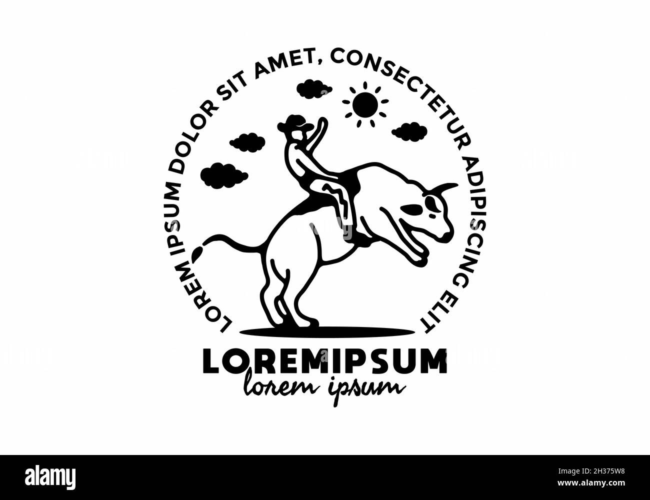 Wild Rodeo line art illustration design Stock Vector Image & Art - Alamy