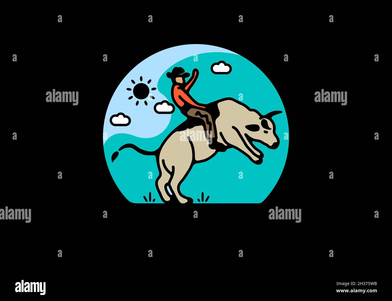 Wild Rodeo line art illustration design Stock Vector Image & Art - Alamy