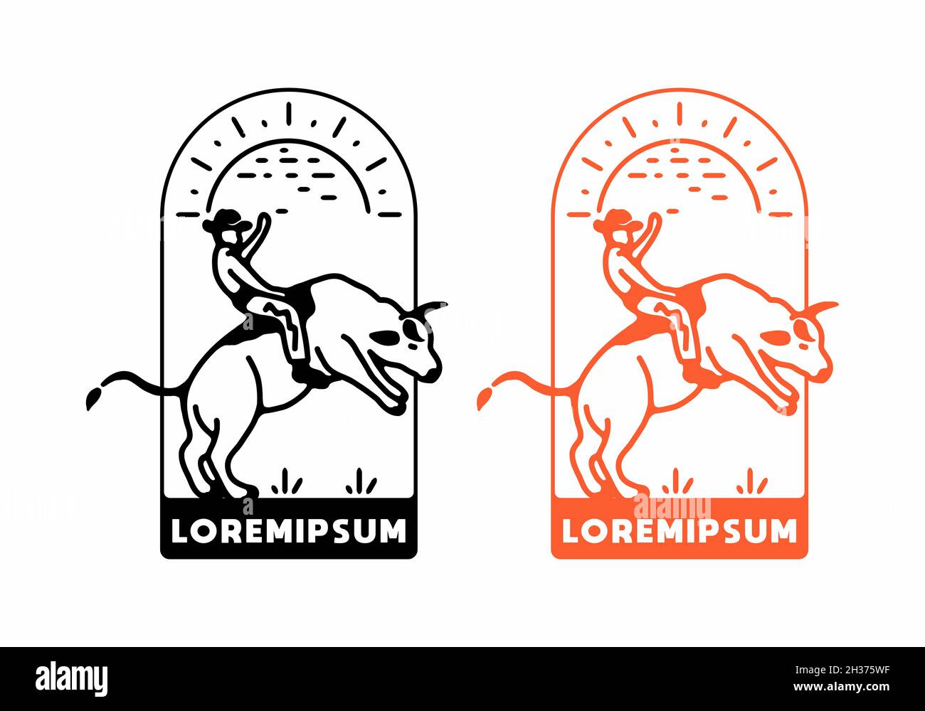 Wild Rodeo line art illustration design Stock Vector Image & Art - Alamy