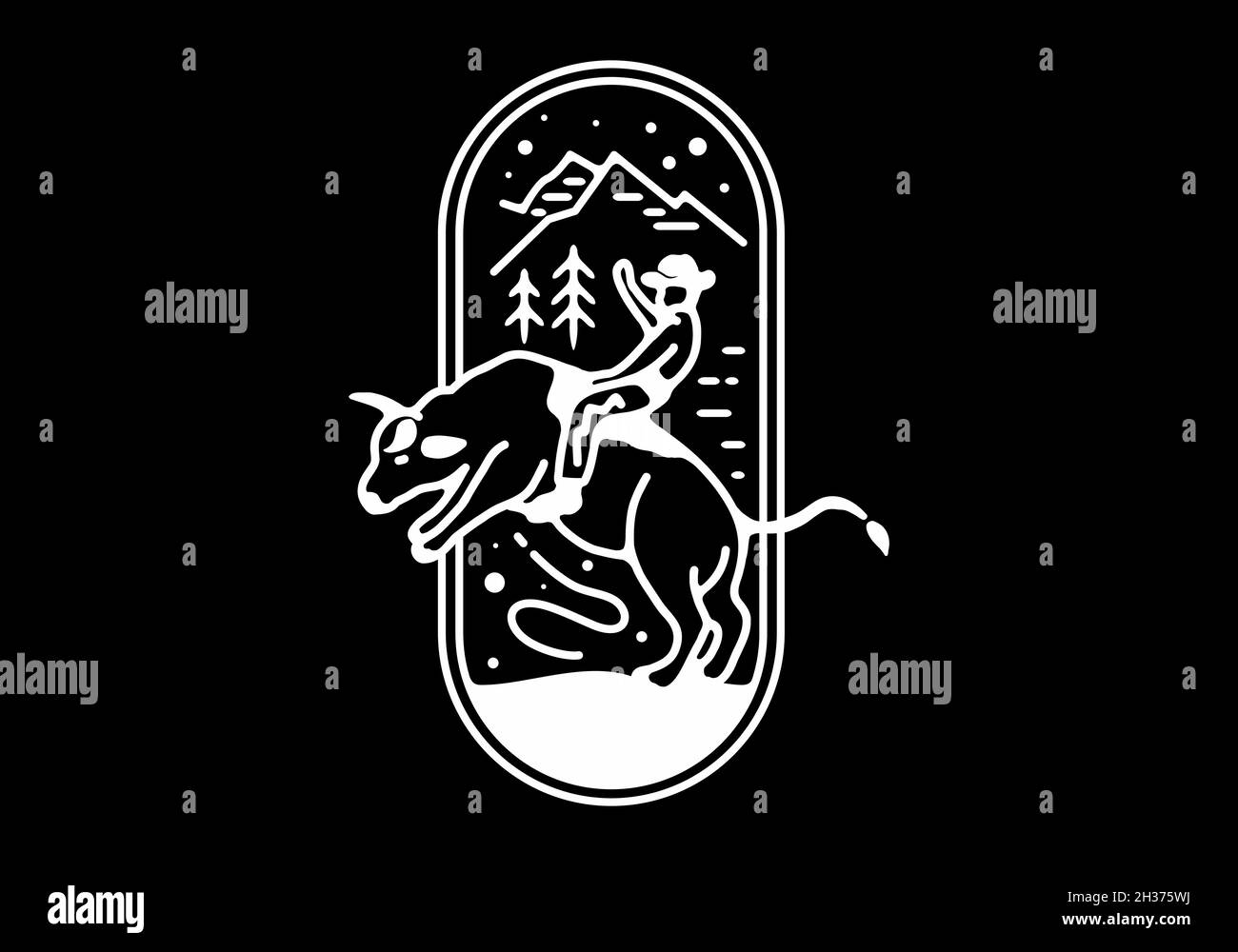 Wild Rodeo line art illustration design Stock Vector Image & Art - Alamy