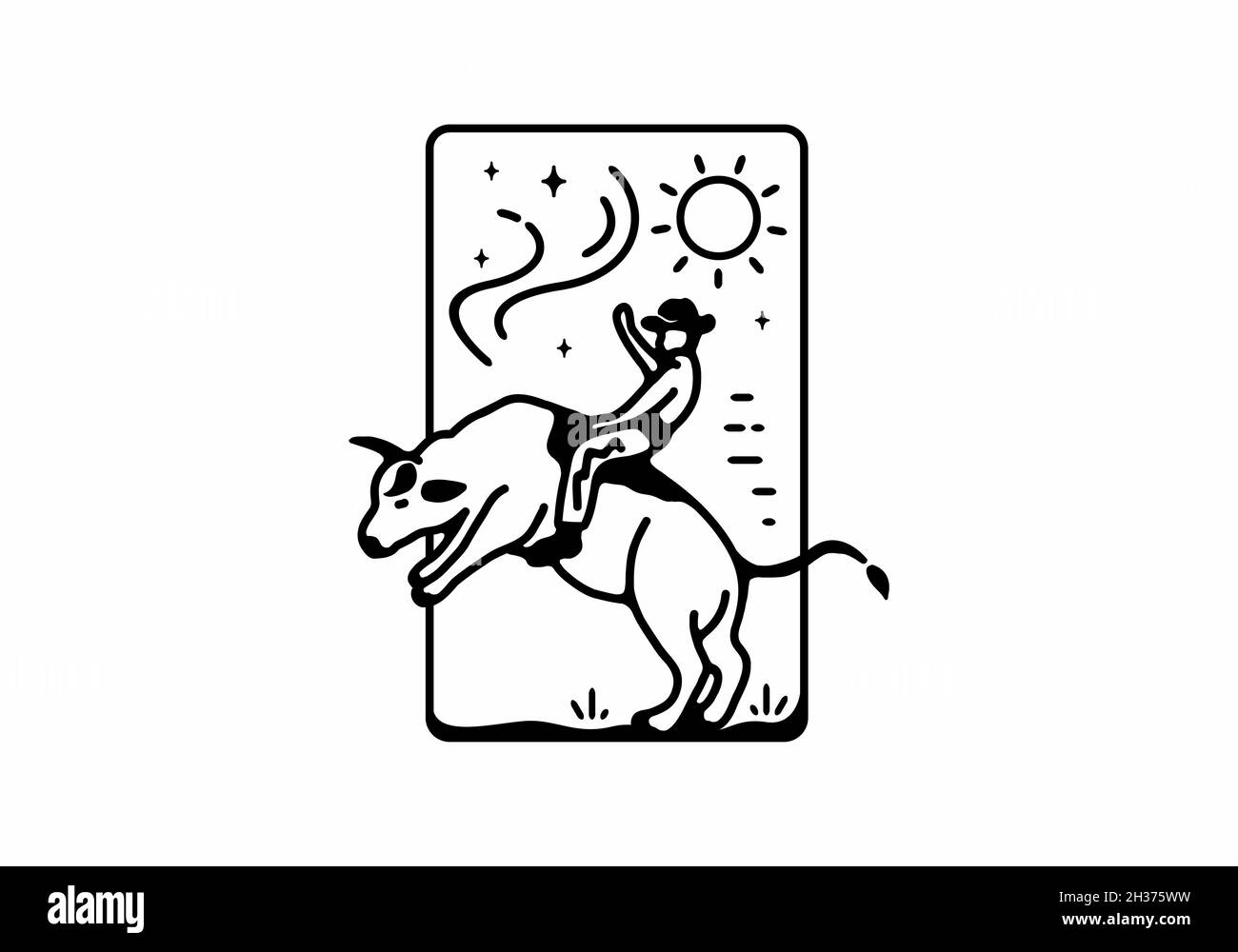 Wild Rodeo line art illustration design Stock Vector Image & Art - Alamy