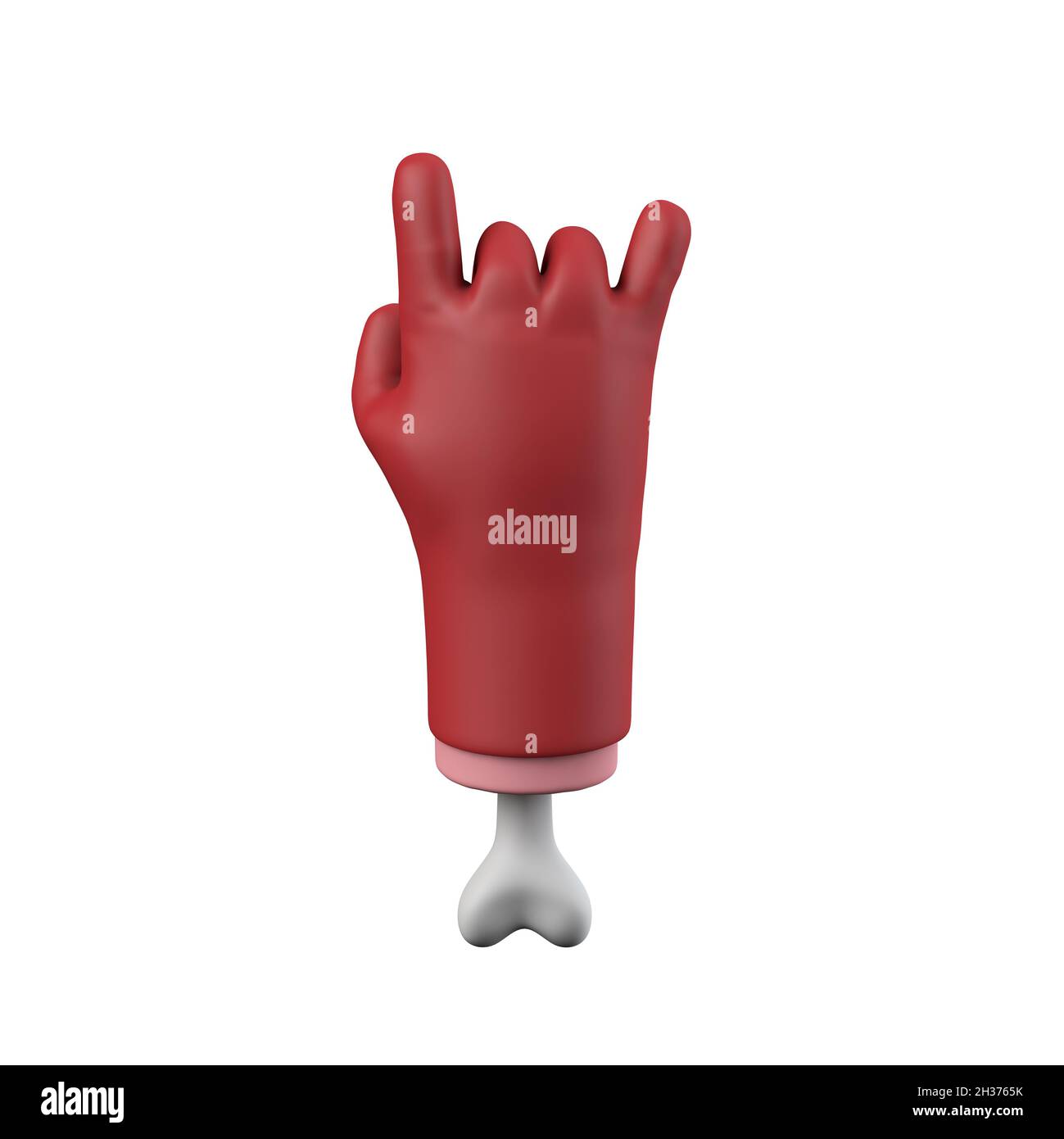 Cartoon red devil halloween rock sign chopped off hand with bone. 3D ...