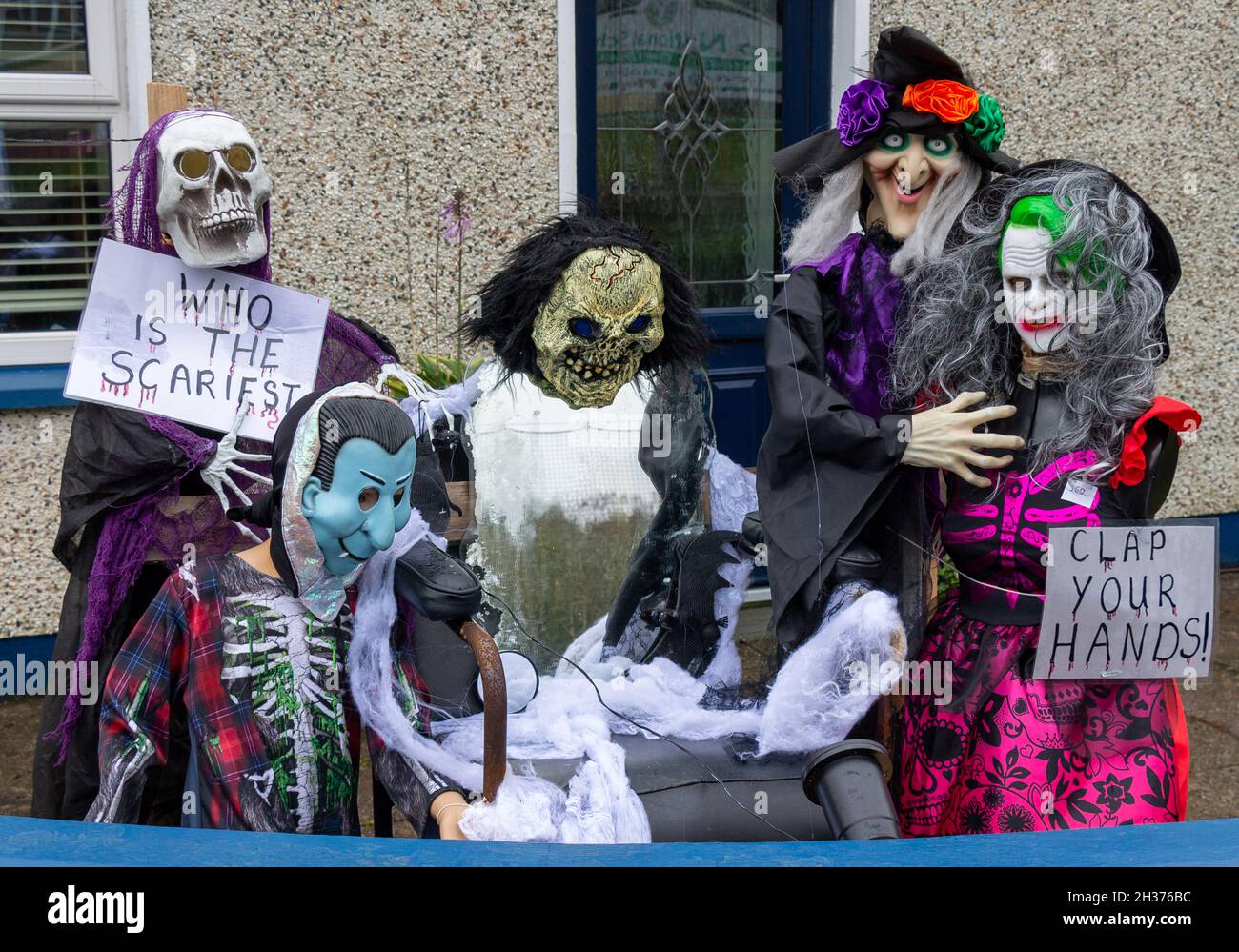 Halloween Scarecrows in Leap Village, West Cork, Ireland Stock Photo ...