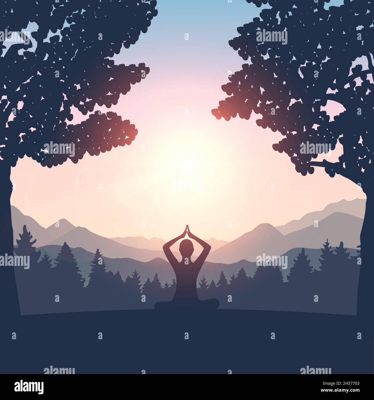 Alone tree on summer Stock Vector Images - Alamy