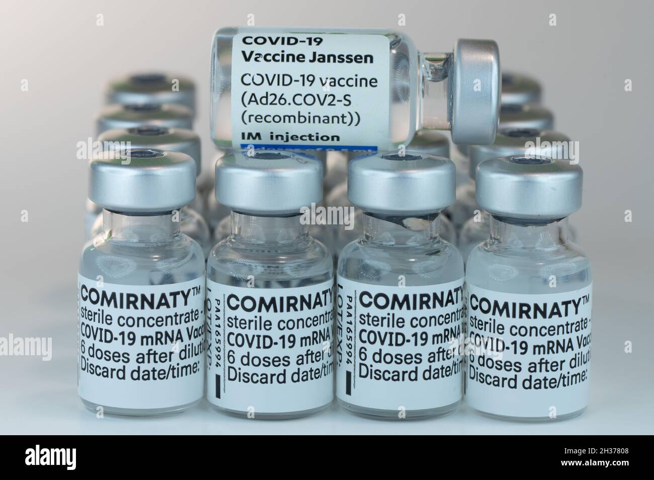 Comirnaty BioNTech Pfizer Janssen Covid-19 white background Stock Photo ...